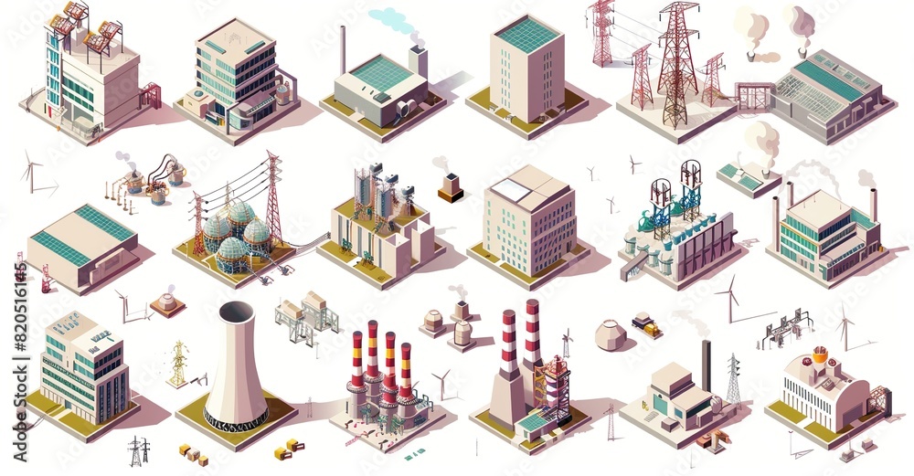 a colorful array of buildings and structures, including a pink building ...