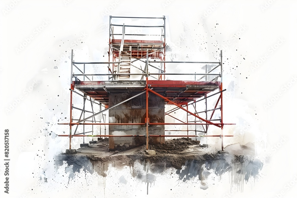 Watercolor of Stable Scaffolding,Secure Piling,and Flawless Asphalt ...