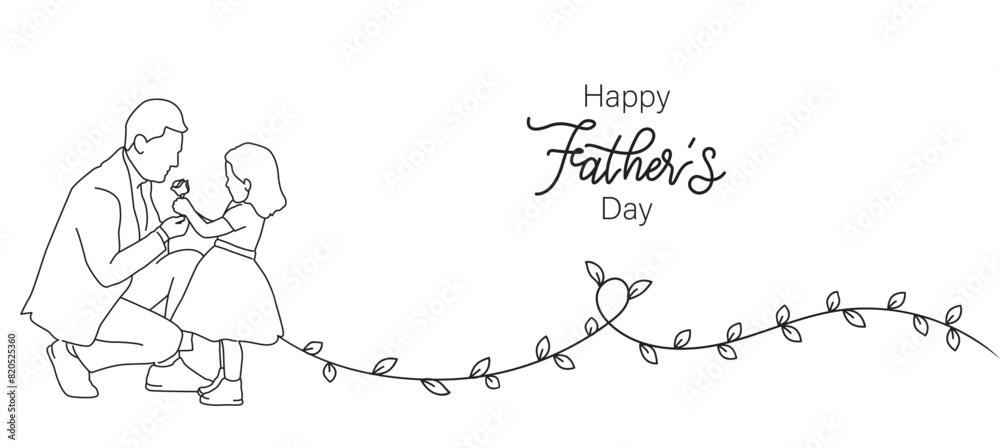 Happy father's day line art style vector. Illustration vector of father ...