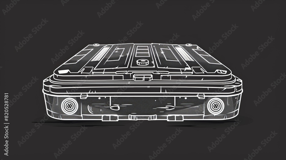 Car battery outline sketch, black, white background,generative ai Stock ...