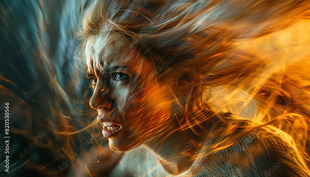 Exquisite detail of anger and stress captured in image, persons defiant ...