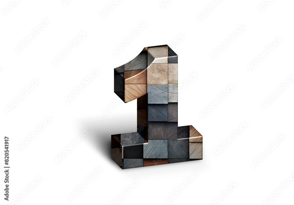 3d Wood Numbers, Alphabet number One made of wood material, high ...