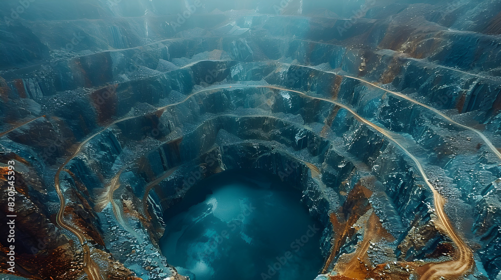 Bird's-Eye View of an Open-Pit Mine - Photo of a dolomite mine from a ...