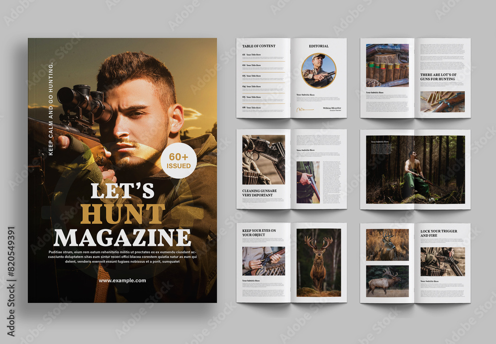 Hunting Magazine Layout Template Stock Template | Adobe Stock