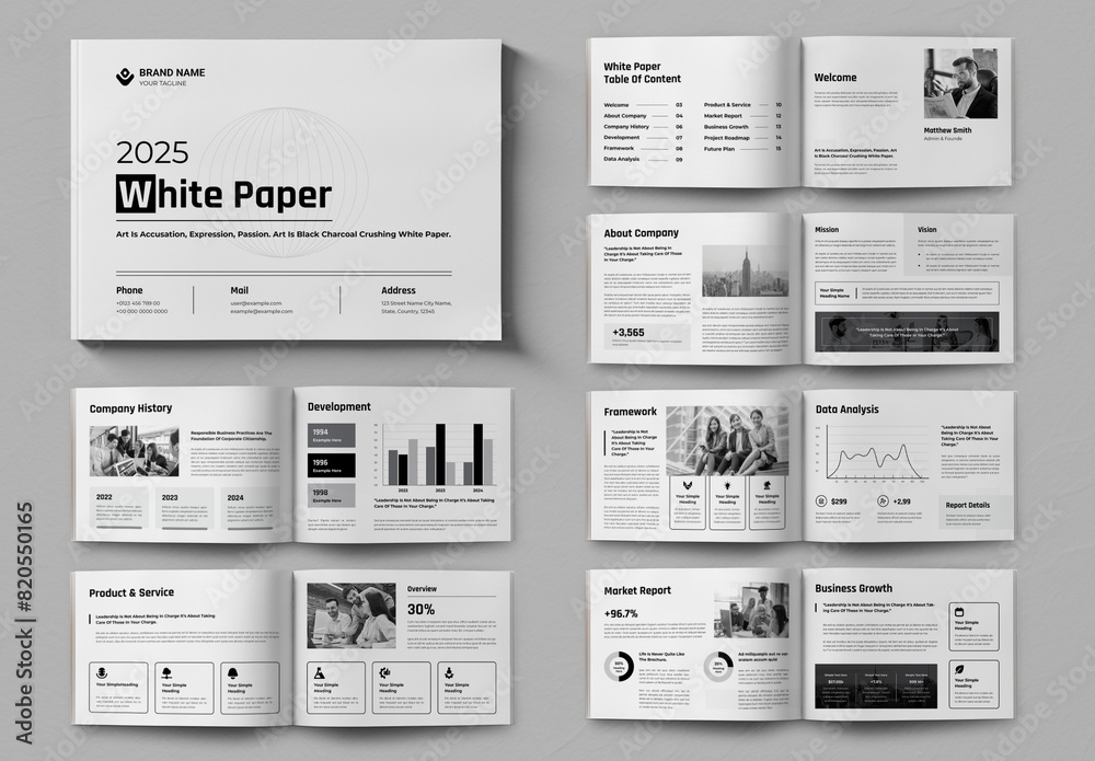 White Paper Template Landscape Stock Template | Adobe Stock