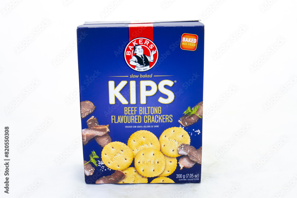 Johannesburg, South Africa - a box of Bakers Kips biscuits isolated on ...