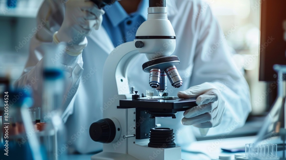 An Image of a Microbiologist Working in a Laboratory, Using a ...