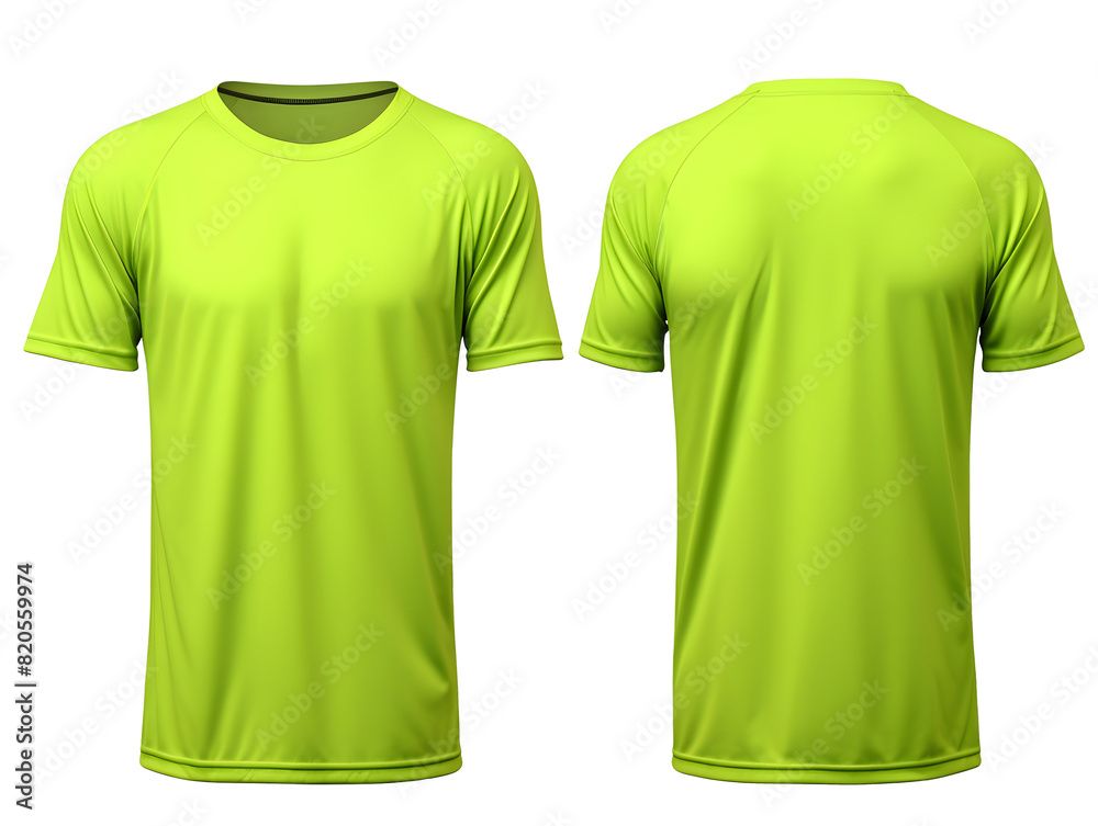 Lime green t-shirt front and back view clothes mockup design for print ...
