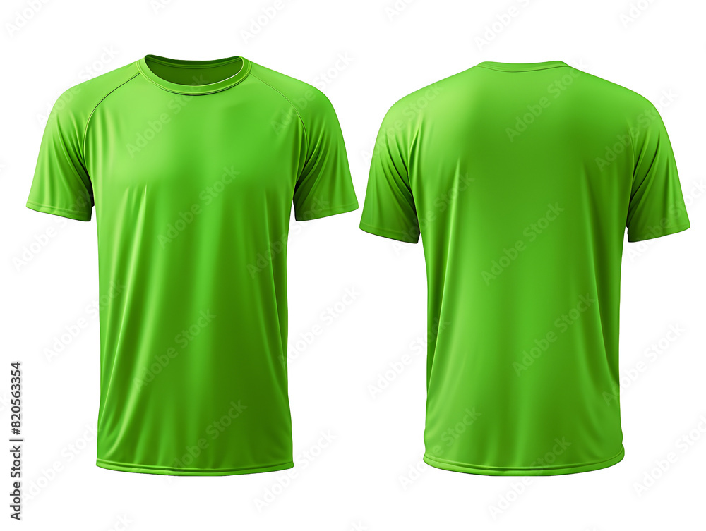 Electric green t-shirt front and back view clothes mockup design for ...