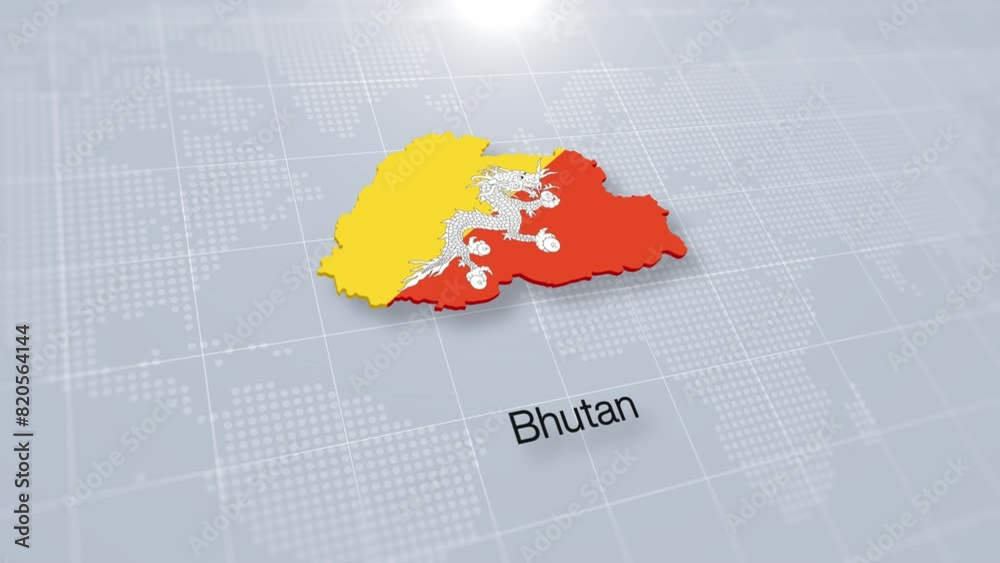 Vidéo Stock Bhutan map presentation. 3d rendering Bhutan map displayed ...