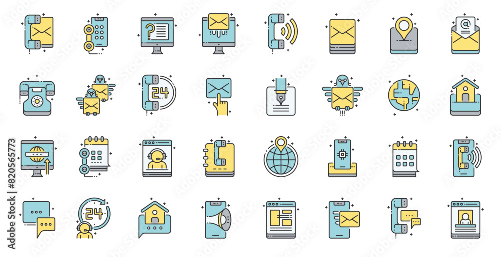 Messaging app icon set. Message and mail outlined icon collection ... Messaging app icon set. Message and mail outlined icon collection ...