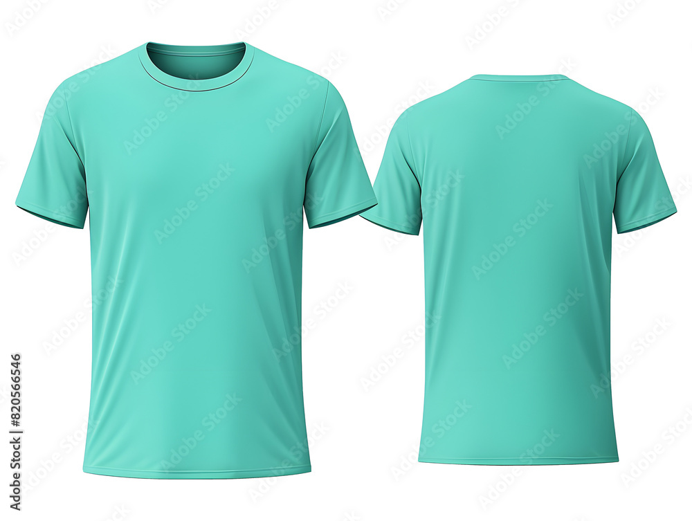 Mint t-shirt front and back view clothes mockup design for print on ...