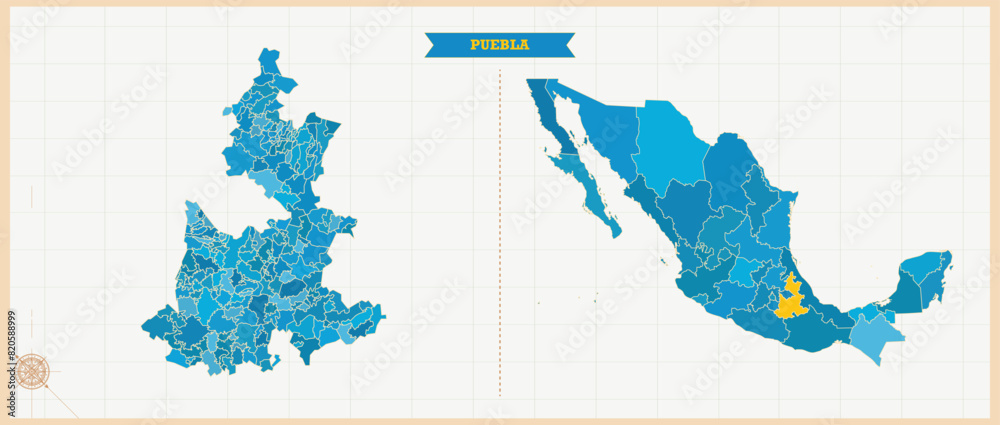A Map highlighting Puebla in the Mexico Map, Puebla and Mexico modern ...