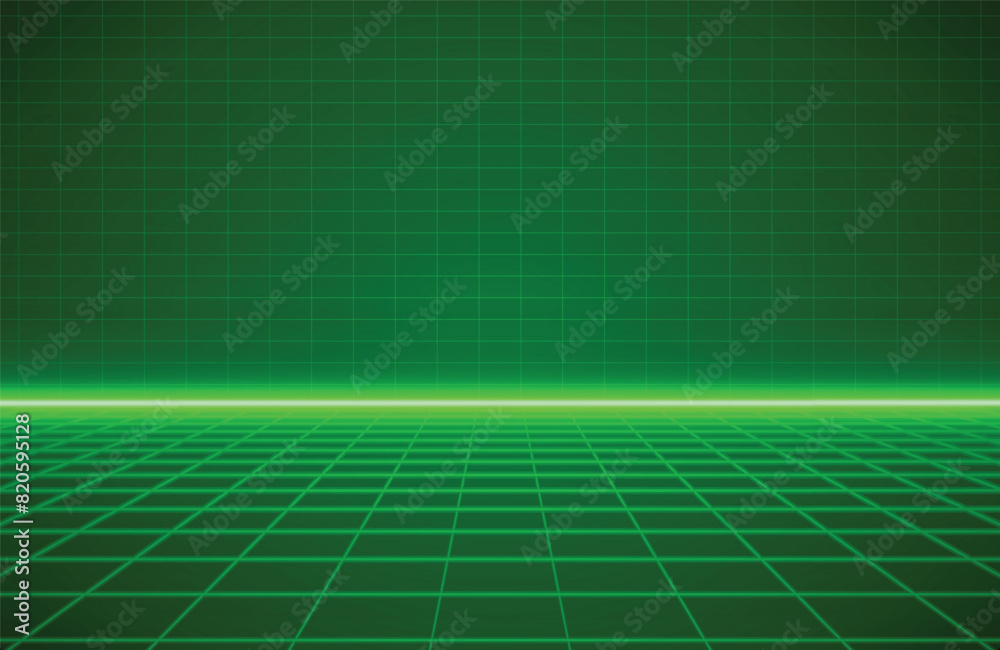Vetor de Retro Sci-Fi Background Grid landscape. Digital Futuristic ...