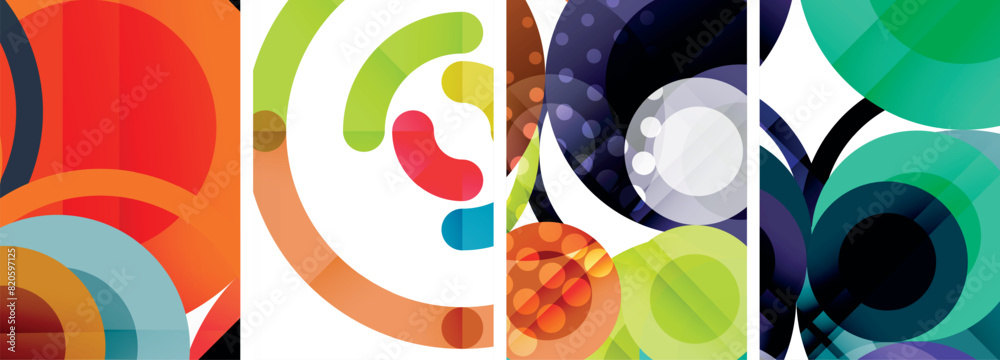 World of geometric elegance with abstract circle poster set. Circles ...