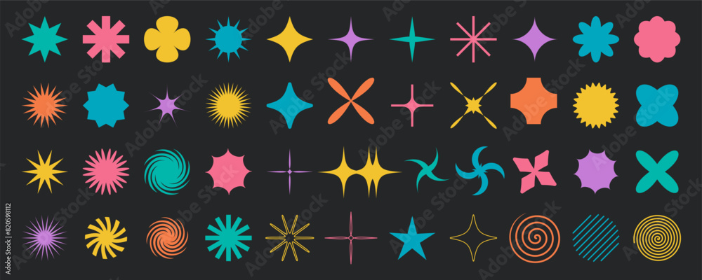 Geometric bold symbol design set, modern retro flat form illustration ...