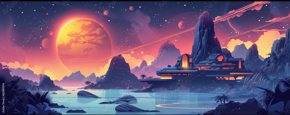 A retro-futuristic utopia where advanced technology and sleek design ...