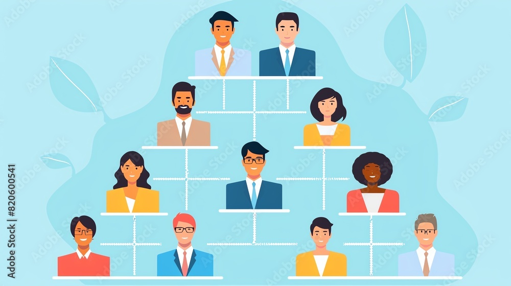 Organizational chart for company structure flat design front view ...