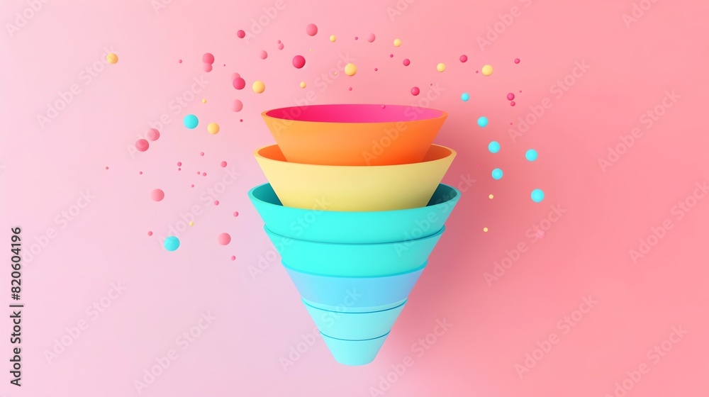Funnel chart with sales stages flat design top view sales strategy ...