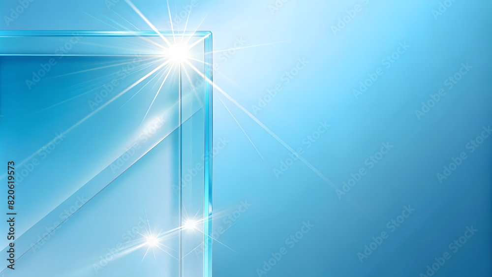 Top View of Light Blue Transparent Glass Shards with Glare Reflection ...