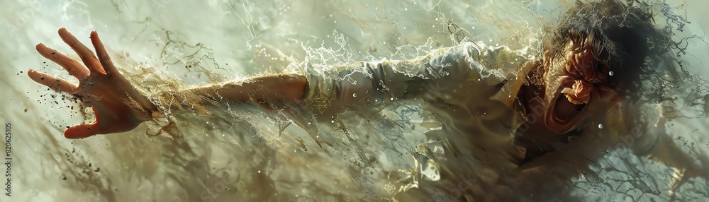 Highresolution image portraying anger and stress, persons intense stare ...