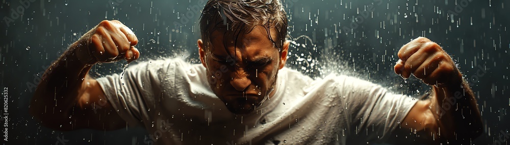 Highresolution image portraying anger and stress, persons intense stare ...