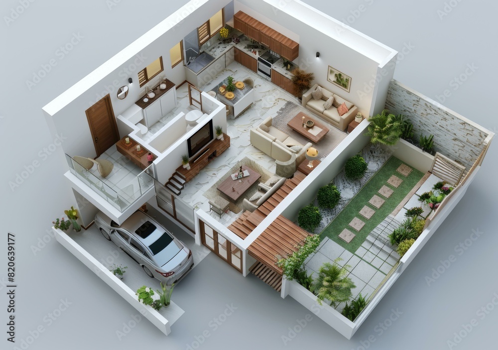 3D Home Interior Design Visualization Stock Illustration | Adobe Stock