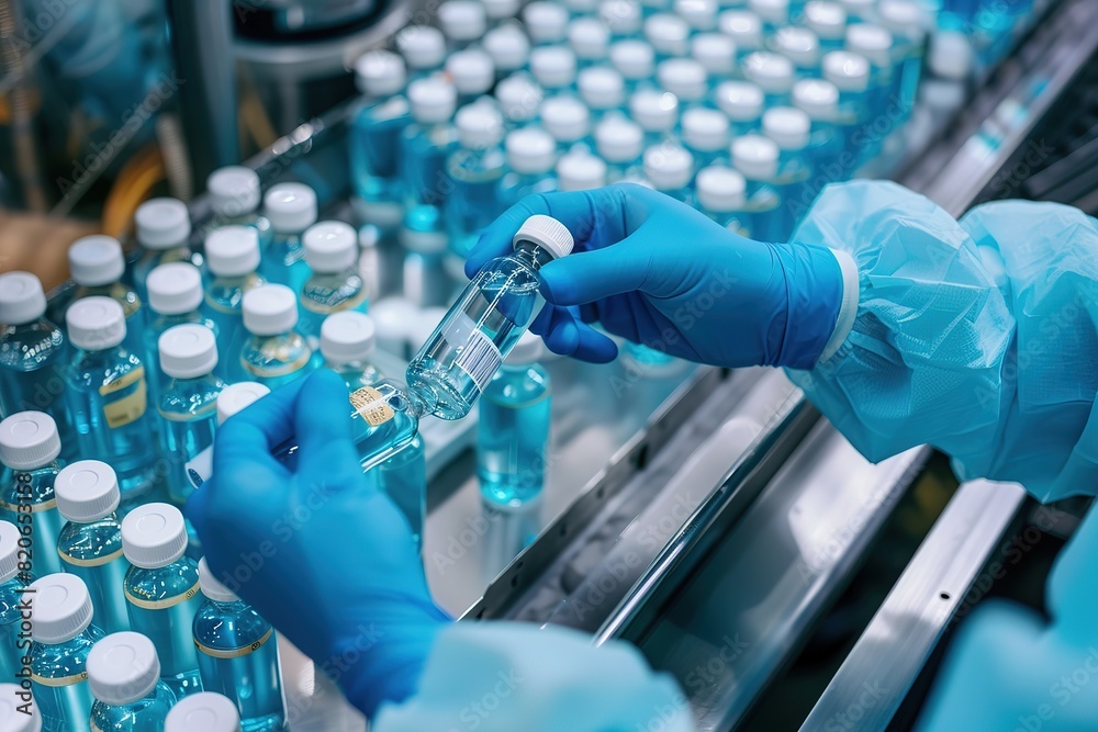 Scientists are done research on vaccine in laboratory with test tubes ...