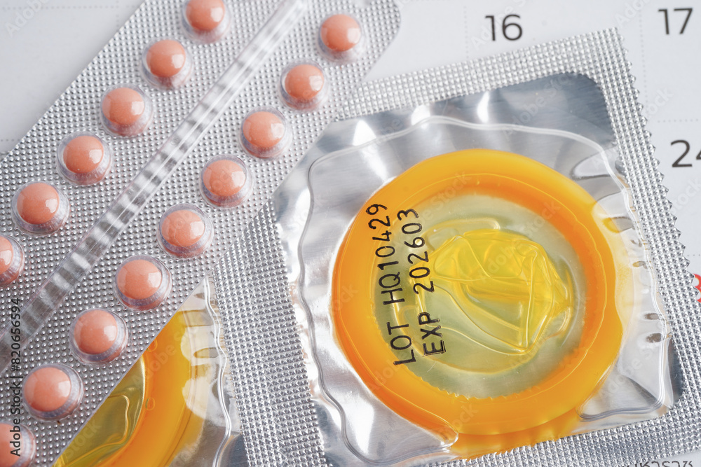Condom And Birth Control Pills For Prevent Infection Safe Sex And