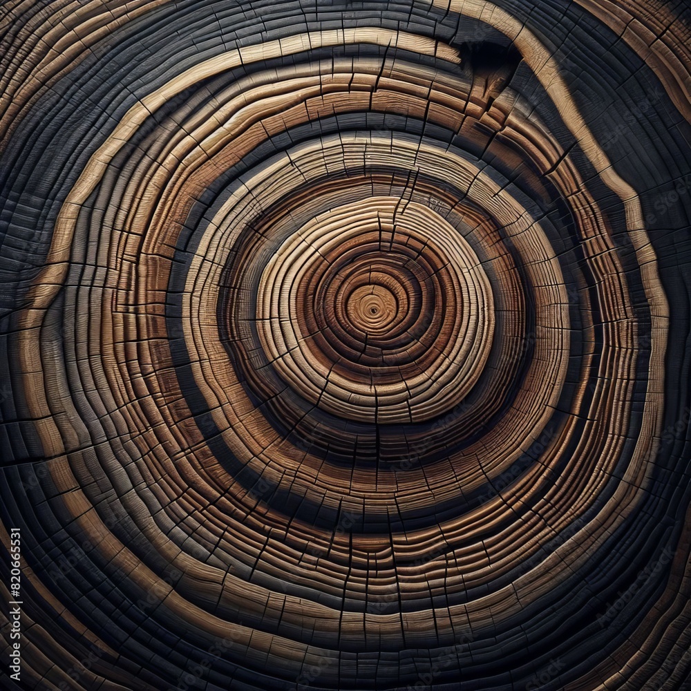 Close-up view of a tree's age rings, showing detailed texture and ...