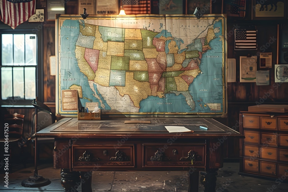 Rustic Vintage Map of United States Serving as Electoral Backdrop ...
