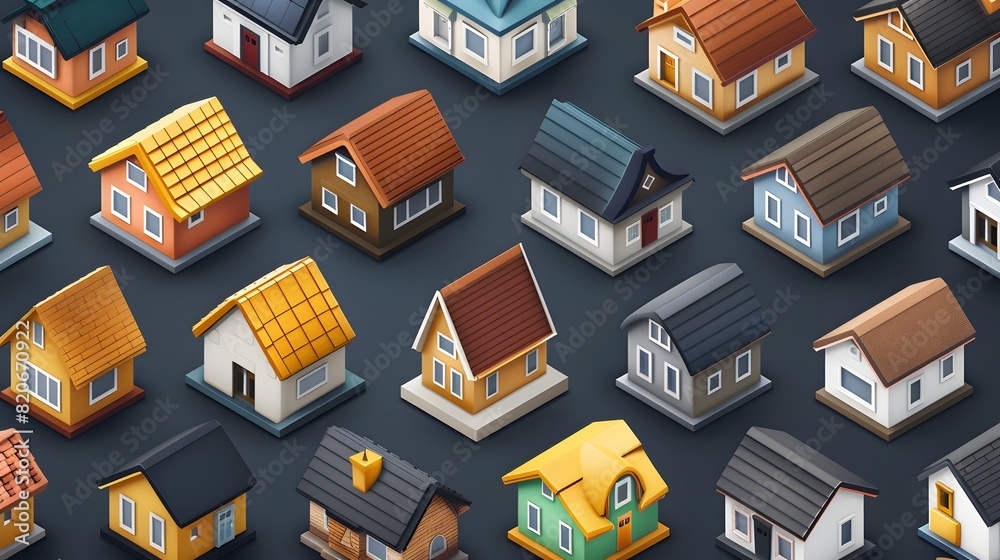 collection of house icons. These icons vary in design, representing ...