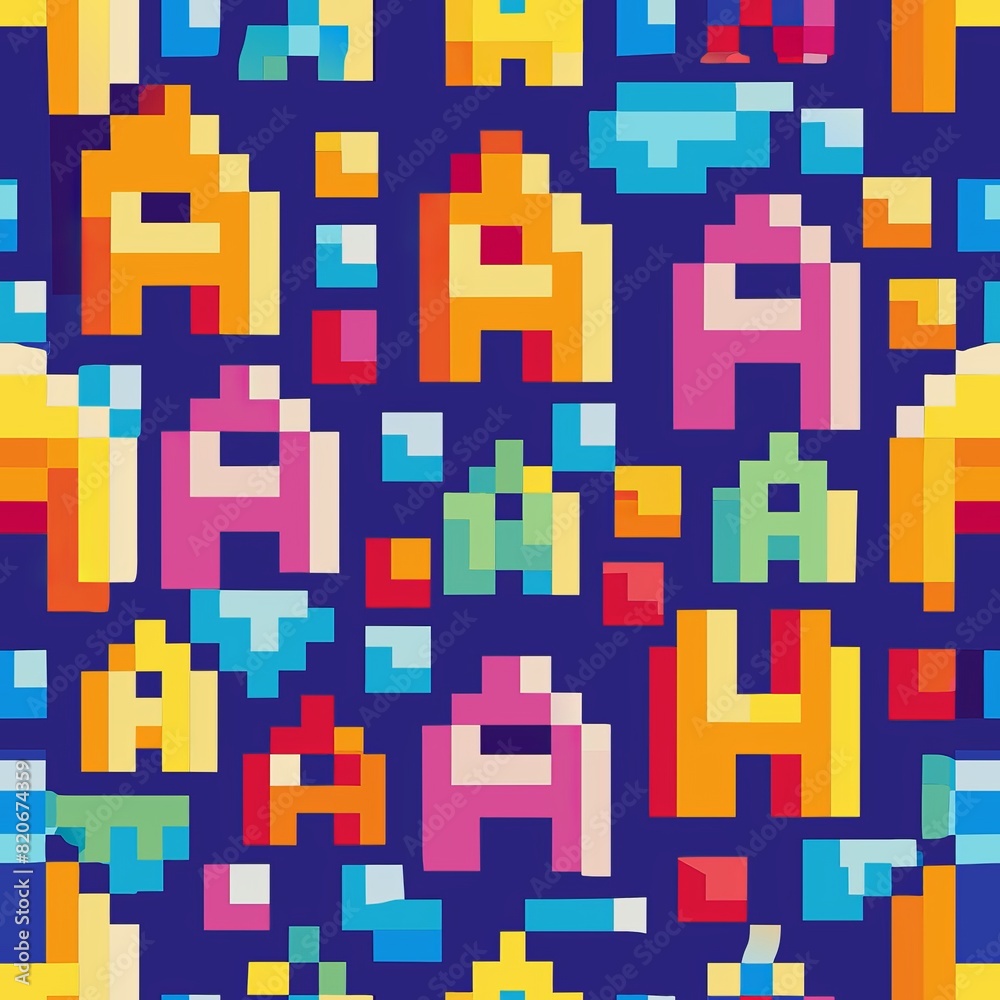 Seamless pattern of pixelated letters and numbers, perfect for spelling ...
