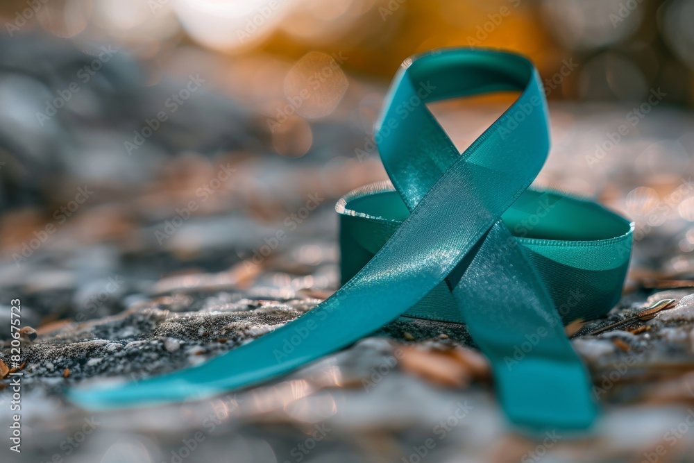 Teal awareness ribbon awareness for Ovarian Cancer month, cervical ...