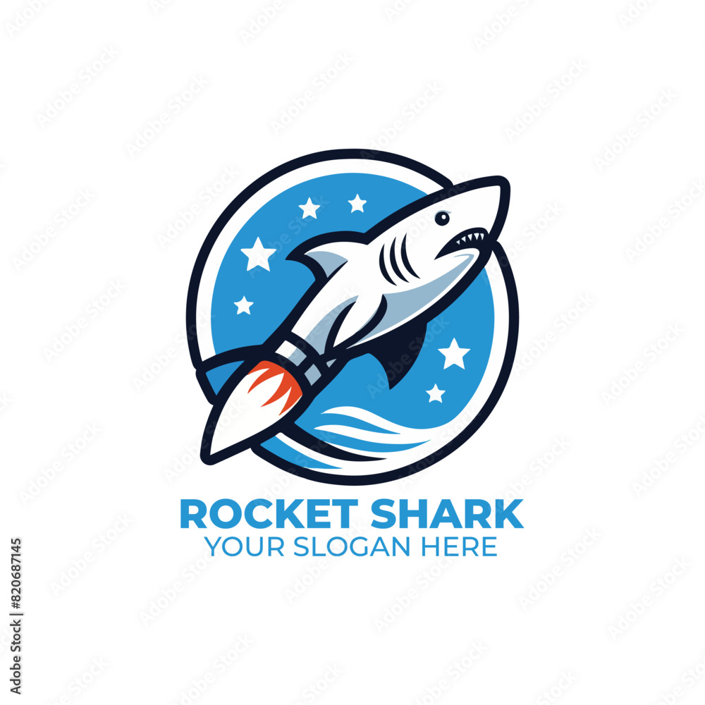 Shark with Rocket Launcher Logo Design Stock Vector | Adobe Stock
