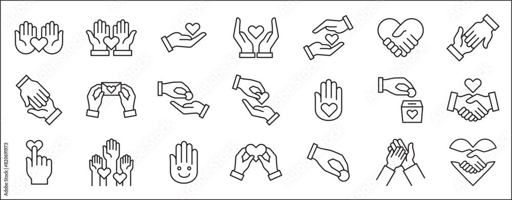 Charity and donation icon set. Aids icons. Charity hands icon. Giving ...