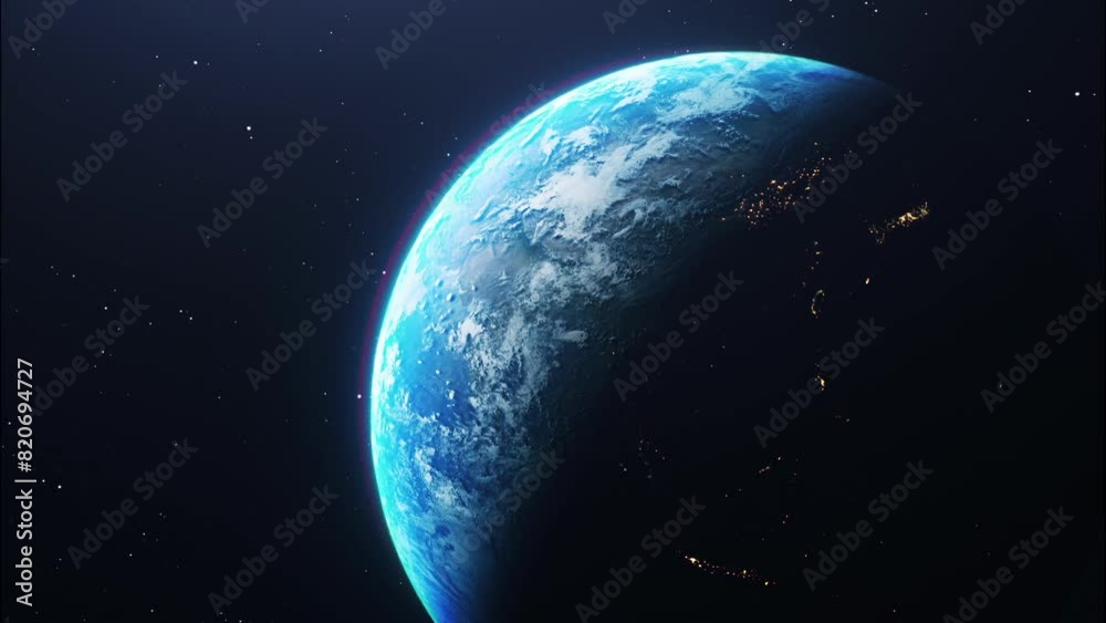 4k 60fps Planet earth orbital animation with realistic geography ...