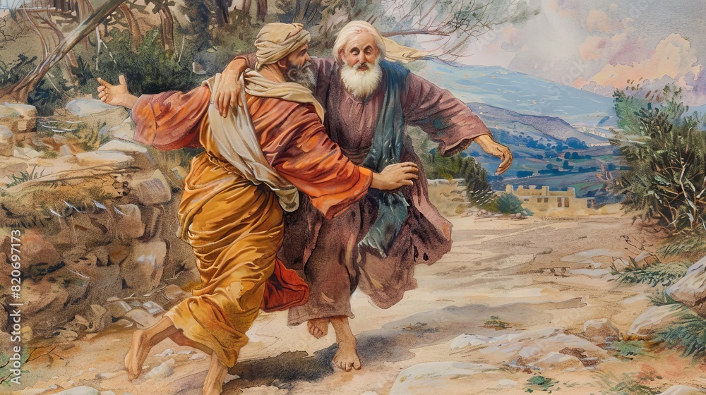 Prodigal Son Returning Home with Father Running to Embrace Him ...