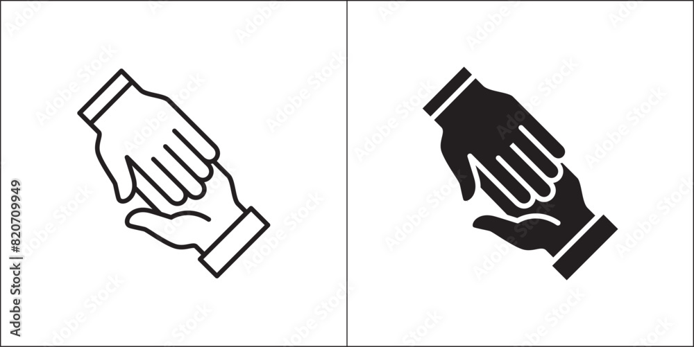 Helping hand icons. Lend a hand symbol. Icon for charity, donation ...
