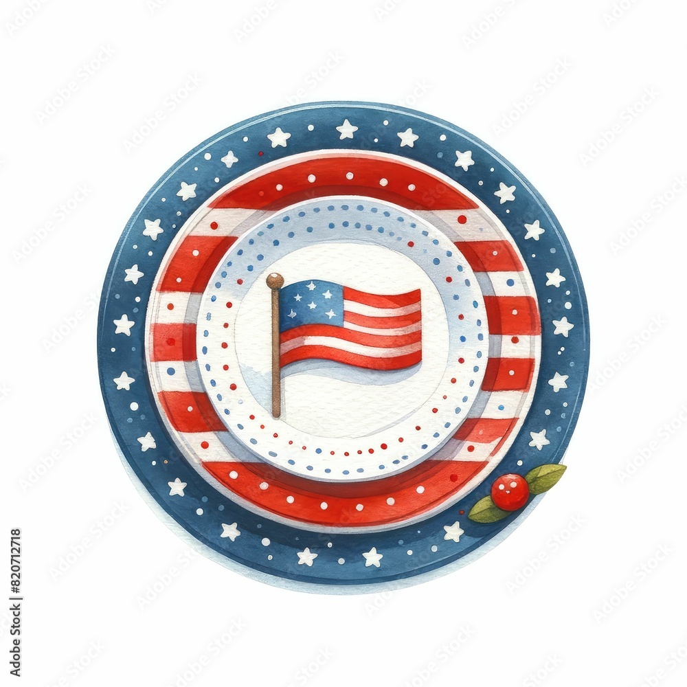 Festive Fourth of July table settings. watercolor illustration, Perfect ...