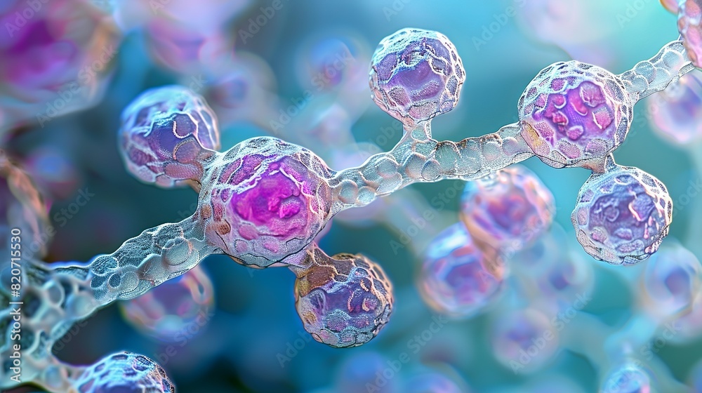 Science microscopic background, Close-up of bacteria Rhizobium forming ...