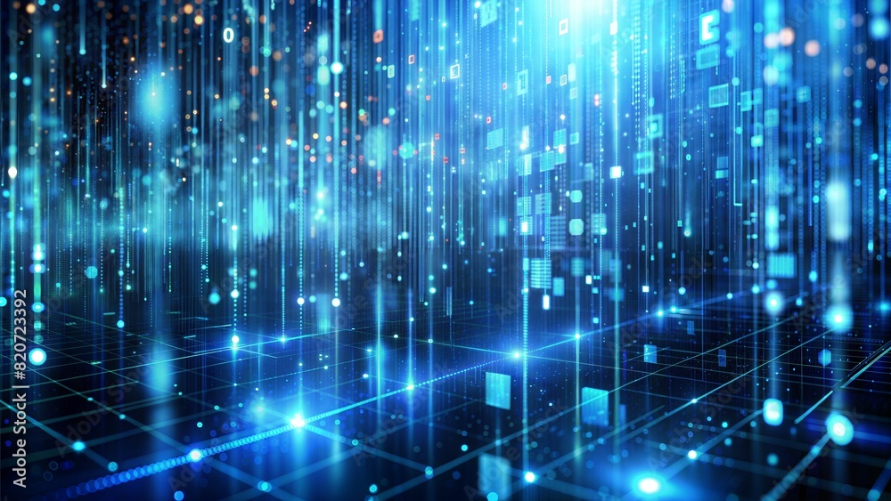 a close up of a blue digital background with a lot of binary code ...