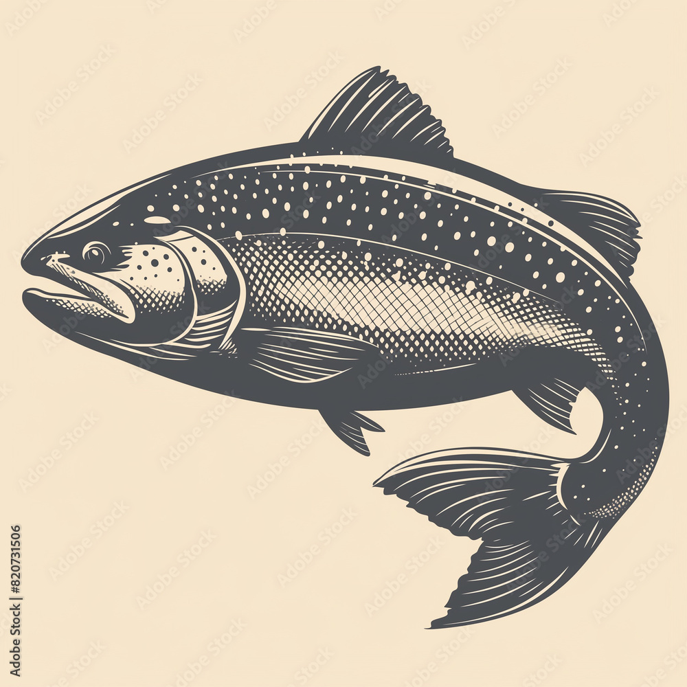 Fish illustration concept digital graphic design. Salmon fish ...