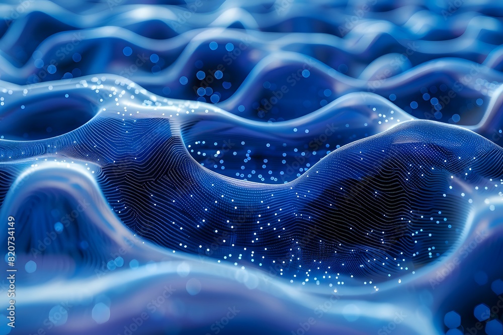 Abstract Blue Digital Waveforms and Light Particles: Concept for ...