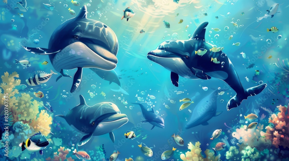 Cute cartoon zoo animals with enclosures and visitors Stock ...