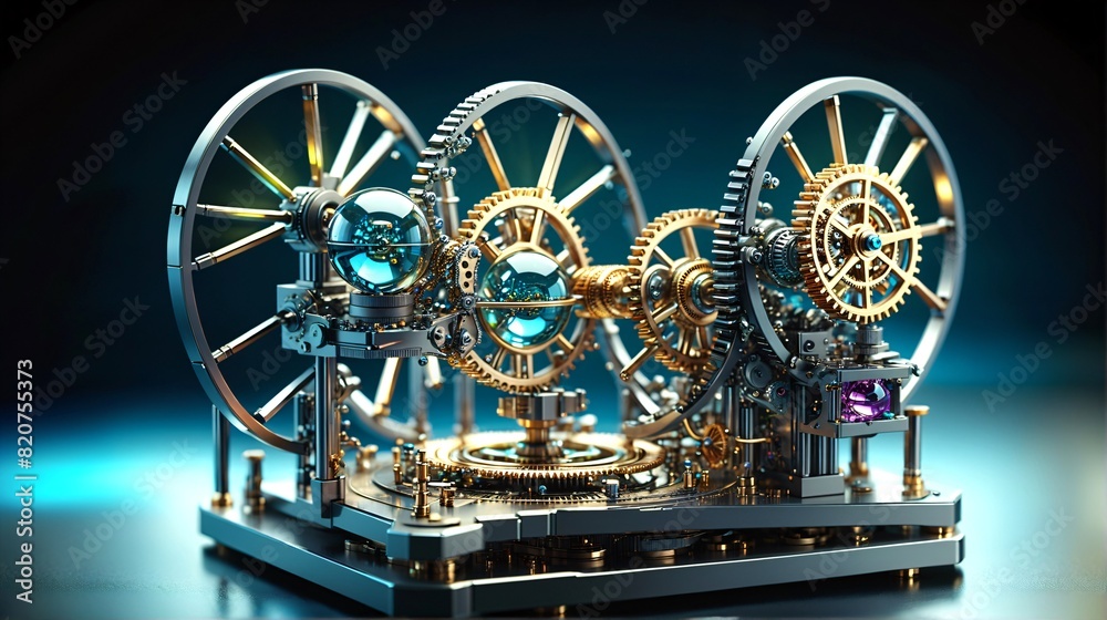 Macro shot of a three-dimensional mechanism resembling a miniature ...