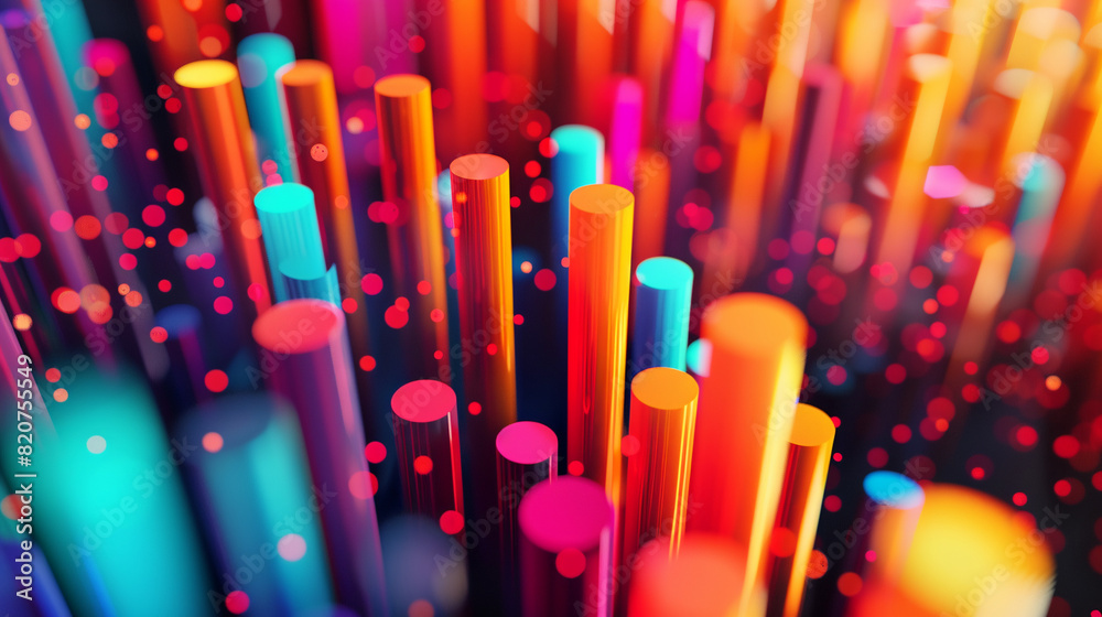 Colorful Abstract 3d Bar Chart Representing Data Visualization And Analytics Stock Illustration