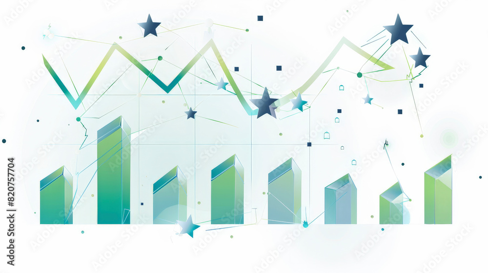 An abstract illustration of a stylized stock market graph showing ...