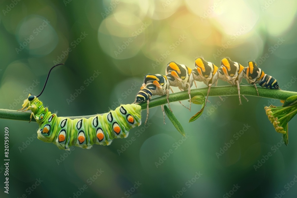A Caterpillar Transforming into a Butterfly, Illustrating the Stages of ...