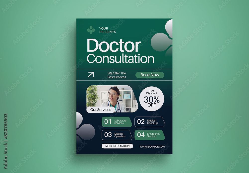 Green Geometric Modern Doctor Consultation Flyer Layout Stock Template ...